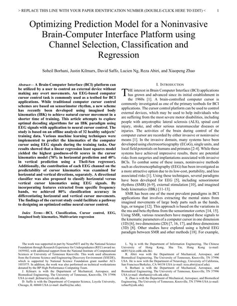 Pdf Optimizing Prediction Model For A Noninvasive Brain Computer Interface Platform Using