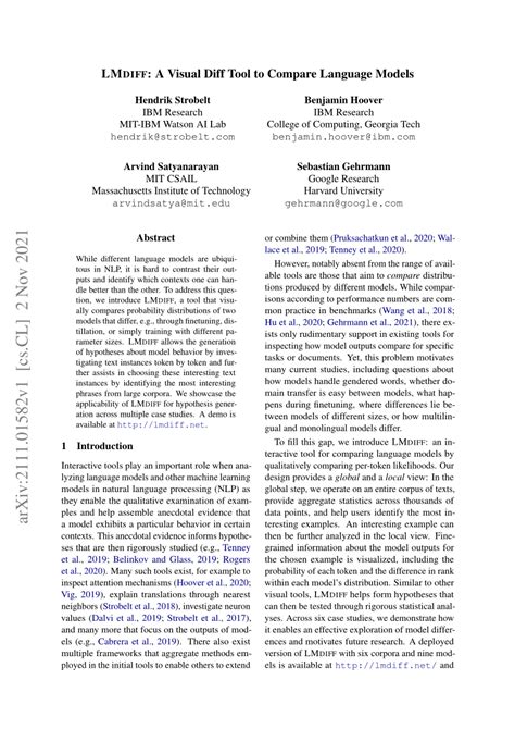 Pdf Lmdiff A Visual Diff Tool To Compare Language Models