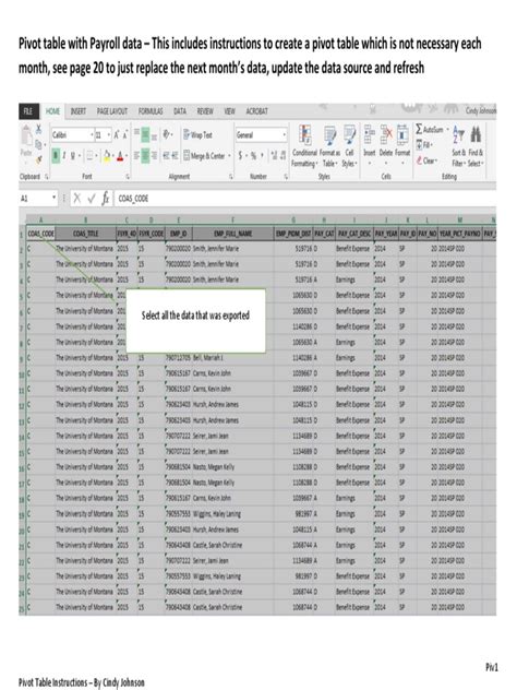 Pivot Table Payroll Data Pdf Computer Programming Information
