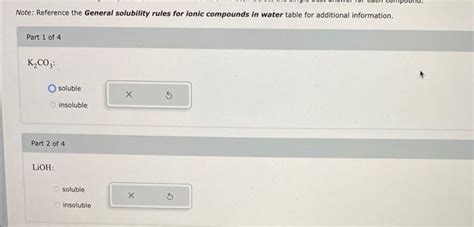 Solved Note Reference The General Solubility Rules For