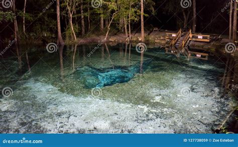 Nigth Photo Of The Surface Of The Water Od The Devils Ear Cavern In