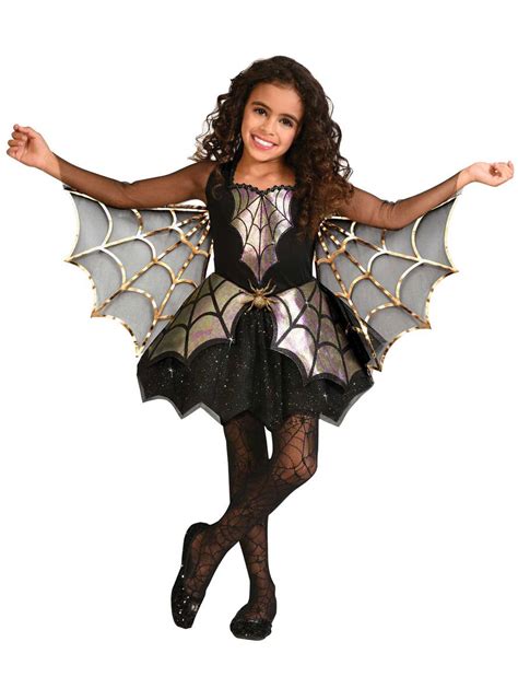 Girls Iridescent Black And Gold Spider Queen Costume