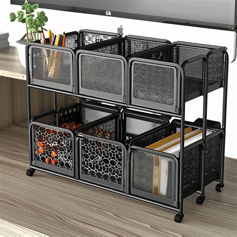 There Are Four Baskets On A Cart With A Computer Monitor Generative Ai Premium Ai Generated Image