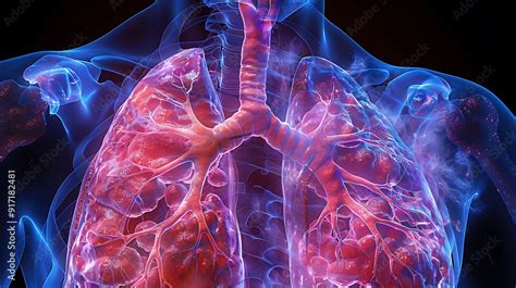 Anatomical Illustration Of Respiratory System Showing Detailed