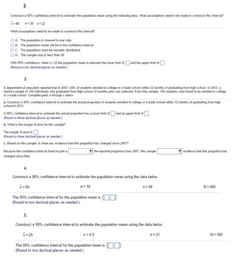 Solved Construct A 95 Confidence Interval To Estimate The