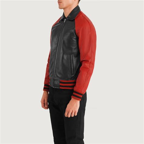 Walton Black And Red Leather Varsity Jacket
