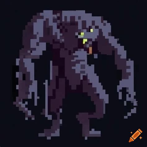 Darkshadow Monster In Black Gray And White Pixel Art On Craiyon