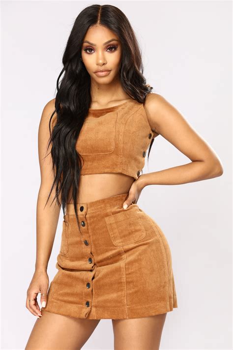 Thrills Ya Corduroy Set Brown Fashion Nova
