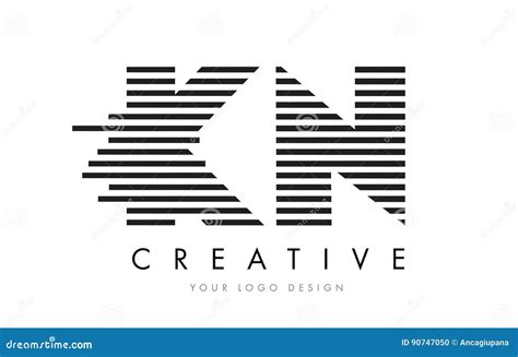 Kn K N Zebra Letter Logo Design With Black And White Stripes Stock