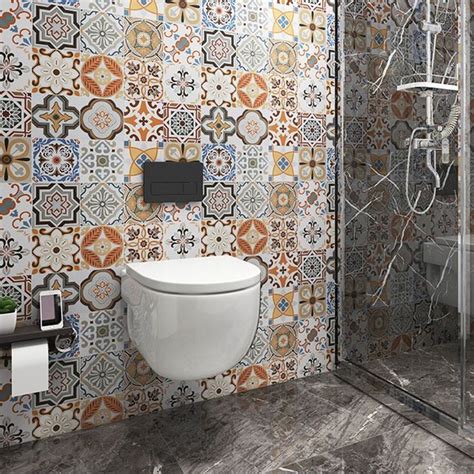 Morocco Square Tile Flower Pattern Singular Tile For Bathroom Clearhalo In 2024 Tiles For