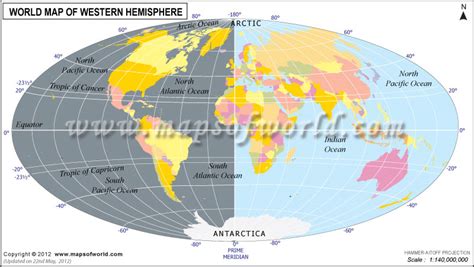 Map Of The World With Equator And Hemispheres