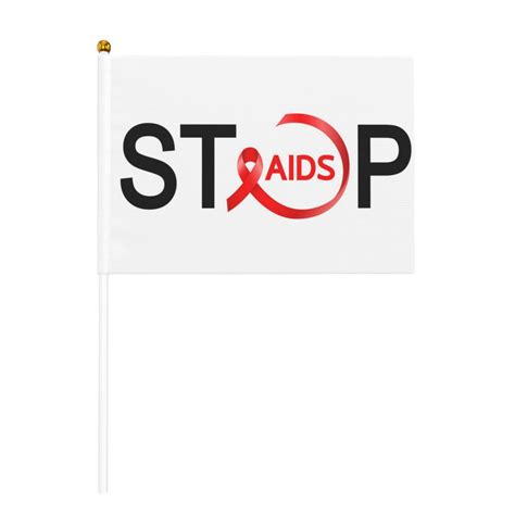 World Aids Day Awareness Red Ribbon Flag Small Mini Hand Held Flags