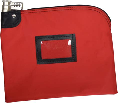 Locking Bank Bag Laminated Nylon Combination Keyed Security System Red