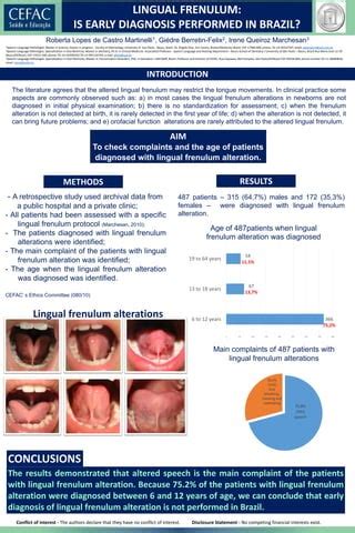 Irene Marchesan Lingual Frenulum Is Early Diagnosis Performed In