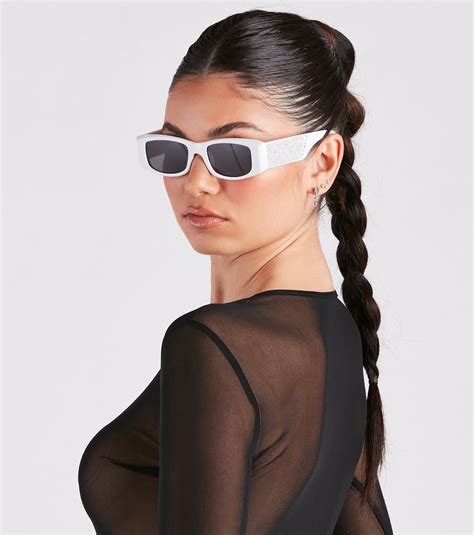 Forever Fab Rhinestone Rectangular Frame Sunglasses And Windsor