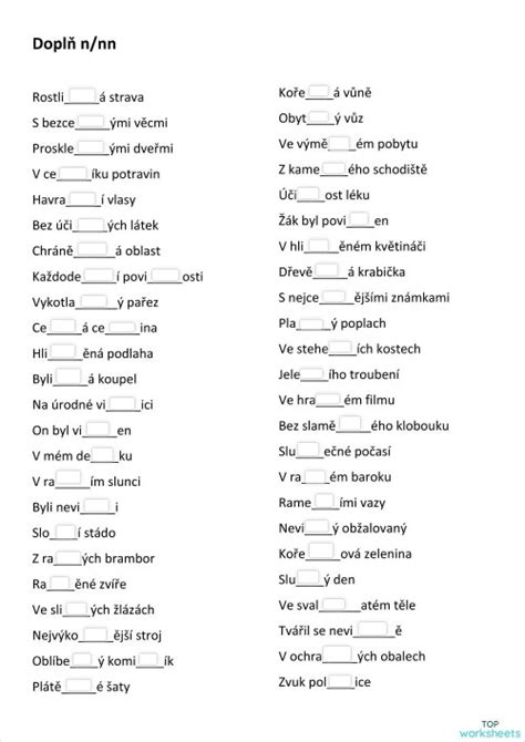 Čeština Interaktivní Pracovní Listy A Online Cvičení Topworksheets Čeština Interaktivní Pracovní Listy A Online Cvičení Topworksheets