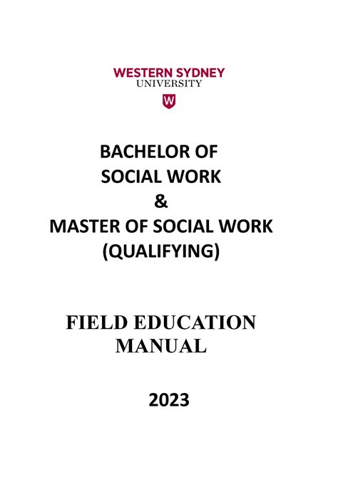 2023 Social Work Field Manual Bachelor Of Social Work And Master Of