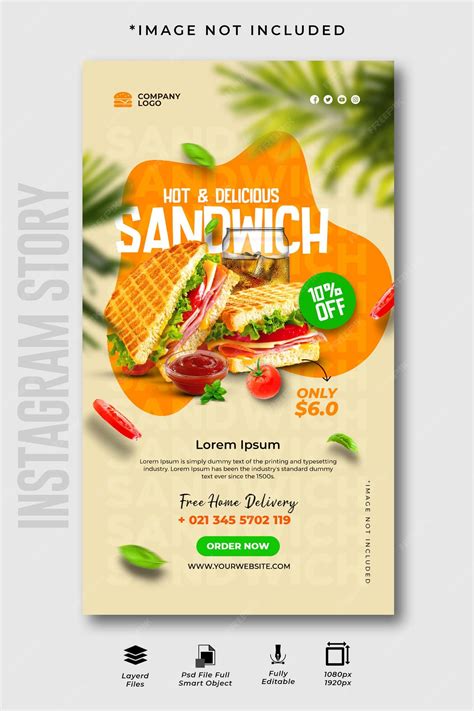Promoção De Mídia Social De Sanduíche E Comida Deliciosa E Modelo De
