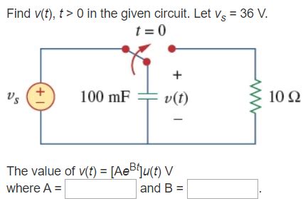 Solved Find V T T In The Given Circuit Let Vs V Chegg Com