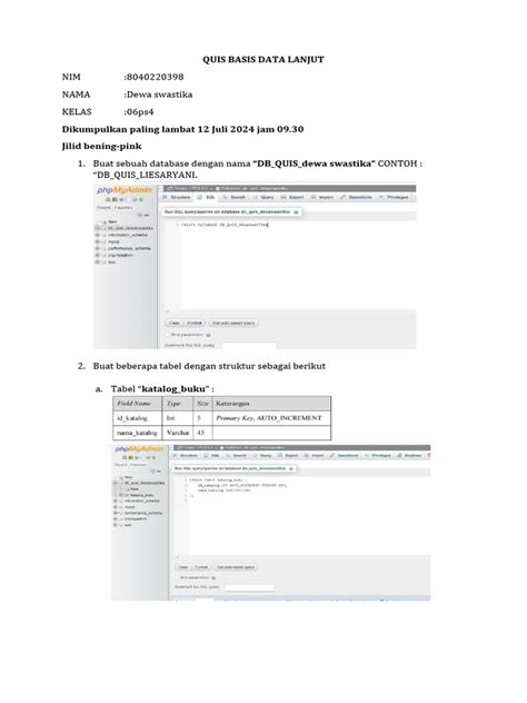 Quis Basis Data Lanjut Pdf Kajian Bahasa Asing Komputer