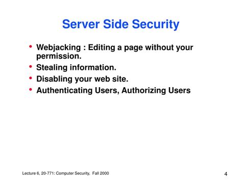 Ppt 20 771 Computer Security Lecture 6 Server Security Unix