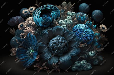 Premium Photo Deep Blue Flowers Bouquet Like As Candies On Dark