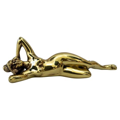 Art Deco Nude Female Brass Paperweight Around 1920s Vinterior