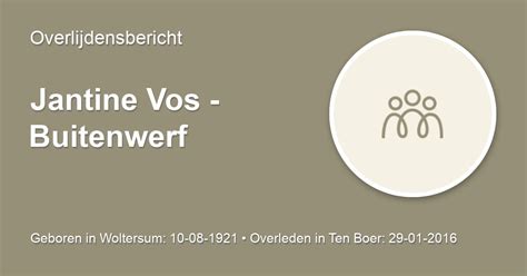 Jantine Vos Buitenwerf 29 Januari 2016 • Overlijdensbericht En Condoleances Mensenlinq