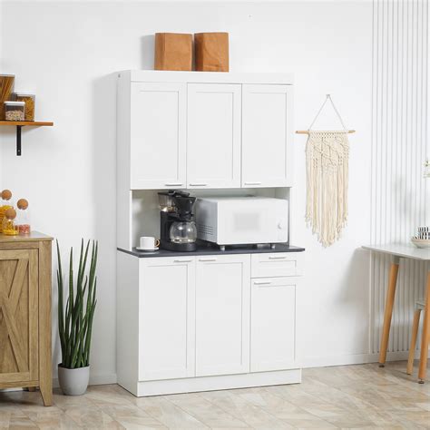 Homcom 71 Kitchen Pantry Cabinet Storage Buffet With Hutch
