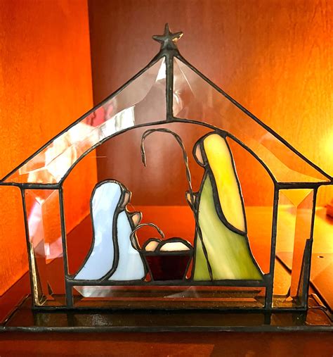 Nativity Scene In Stained Glass Etsy