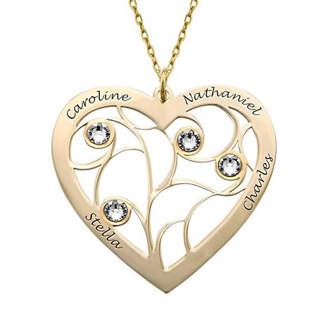 Collar Árbol De La Vida En Forma De Corazón Con Piedras De Nacimiento