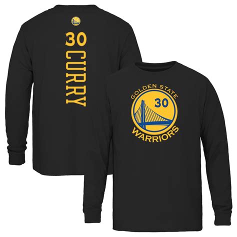 Stephen Curry Golden State Warriors Youth Black Backer Long Sleeve T Shirt