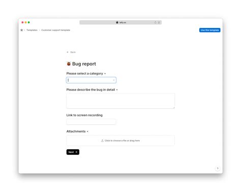 Bug Report Form Template