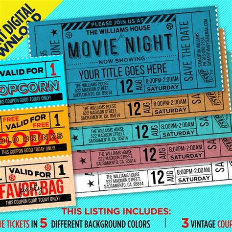 Ticket Style Invite Etsy