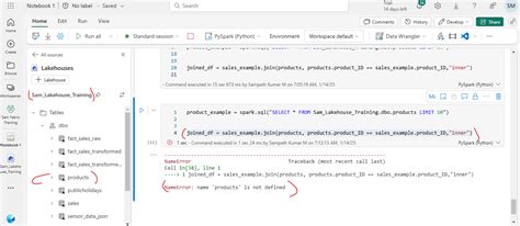 solved lakehouse table error in spark notebook in fabric microsoft