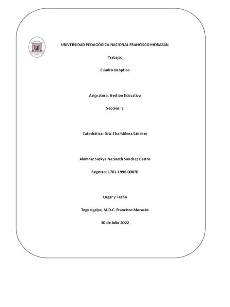 Cuadro Sinoptico Saskya Nazareth Sanchez Castro Pdf