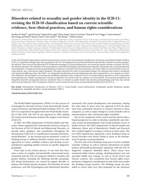 Pdf Disorders Related To Sexuality And Gender Identity In The Icd 11 Revising The Icd 10