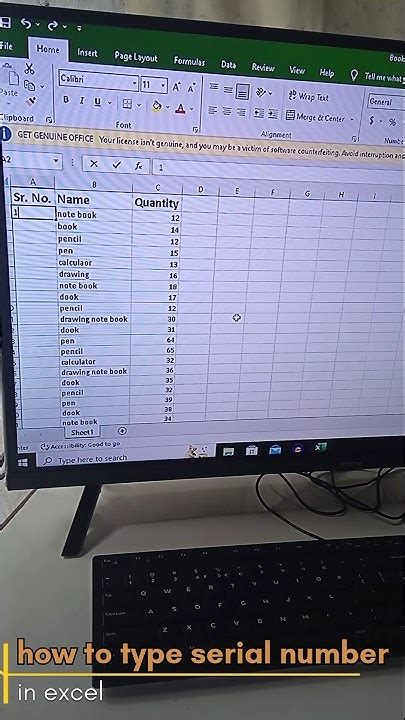 How To Type Serial Number In Excel Shorts Computer Excel Msexcel Youtube