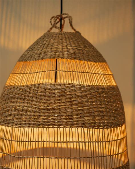Pendant Light With Wicker Lampshade Rustic Style Stock Image Image
