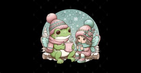 Cute Winter Frog With A Fairy Girl Fairy Sticker Teepublic