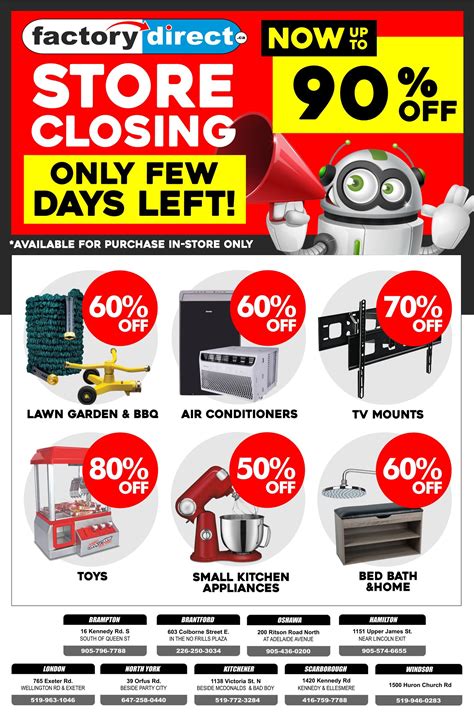 Factory Direct Store Closing Sale Flyer March 26 To April 2