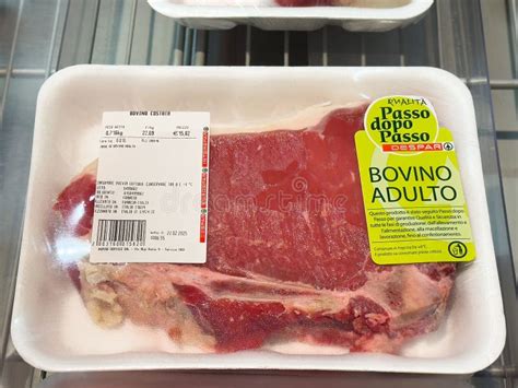 Fresh Adult Beef Cut Packaged For Sale In Supermarket Showcasing