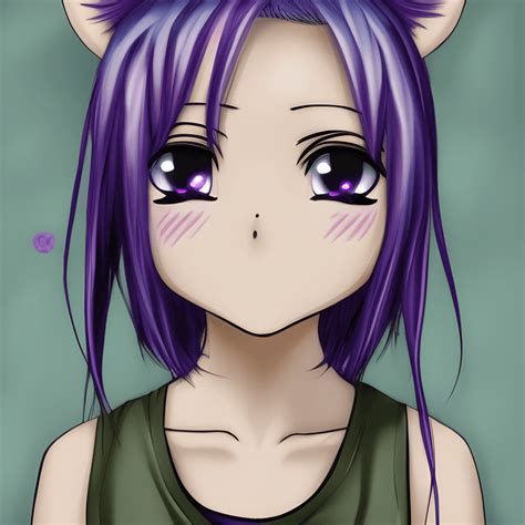 Anime Girl With Purple Hair And Cat Ears Anime Girl With Purple Hair And Cat Ears