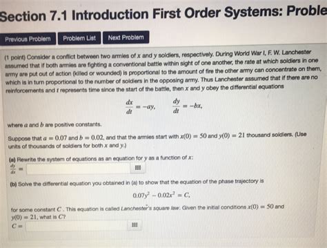 Solved Section 71 Introduction First Order Systems Proble