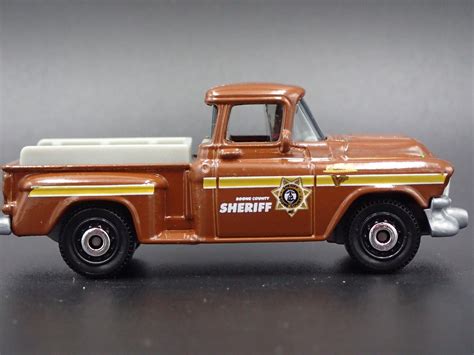 1957 57 Gmc Stepside Pickup Truck Sheriff Police 1 64 Scale Diecast Mo Burning Rubber Toy Company