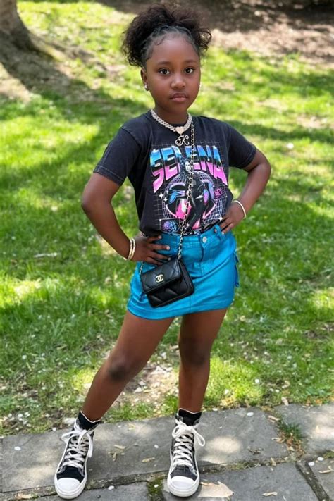 Mini Janet Metallic Cargo Skirt Skyblue Fashion Nova Girls Cargo