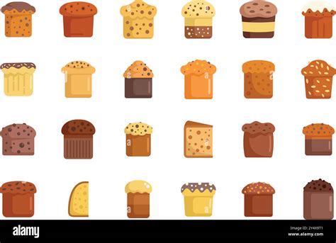 Set Of Icons Showing Various Types Of Easter Bread Featuring Different Toppings And Decorations