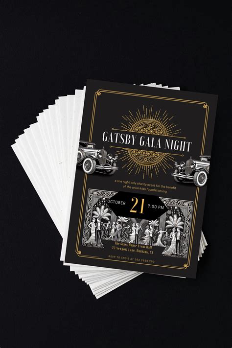 Gatsby Party Flyer Template Art Deco Canva Design Editable Etsy