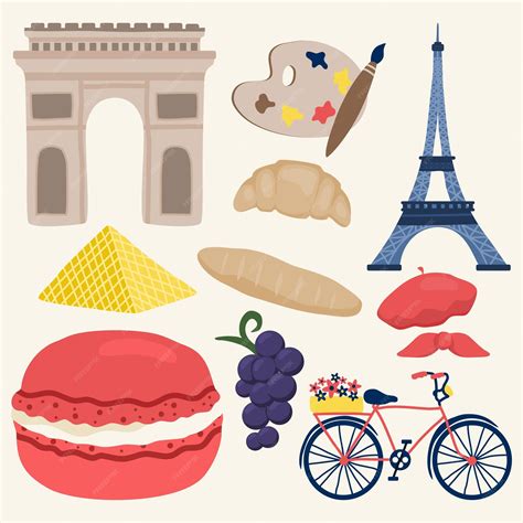 Premium Vector France Iconic Objects Cute Hand Drawn Illustration Set
