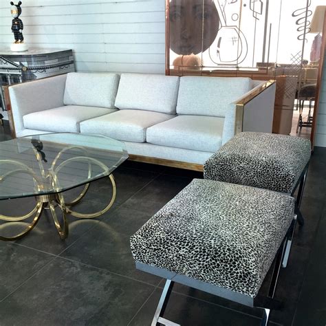 Milo Baughman Brass Sofa Mid Century Swag